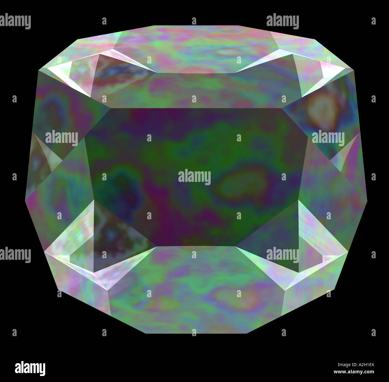 computer generated glass iridescent truncated hexahedron Stock Photo ...