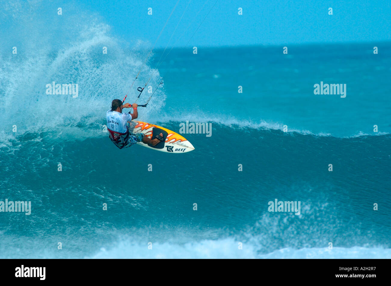Big wave riding in kiteboard Stock Photo - Alamy