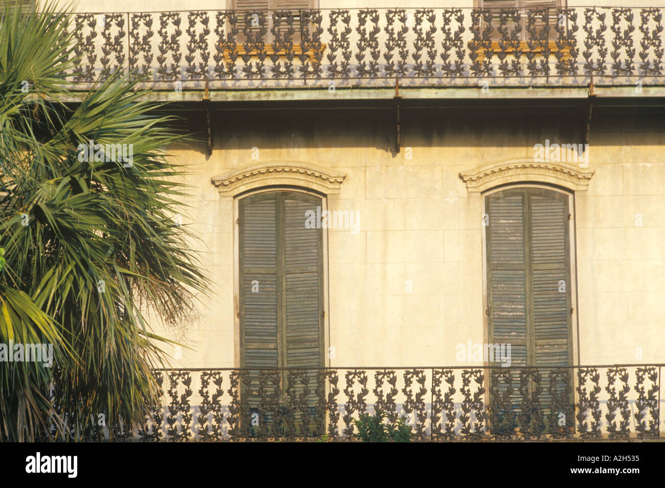 Ornamental apartment windows and balcony Savannah Georgia 2002 Stock ...