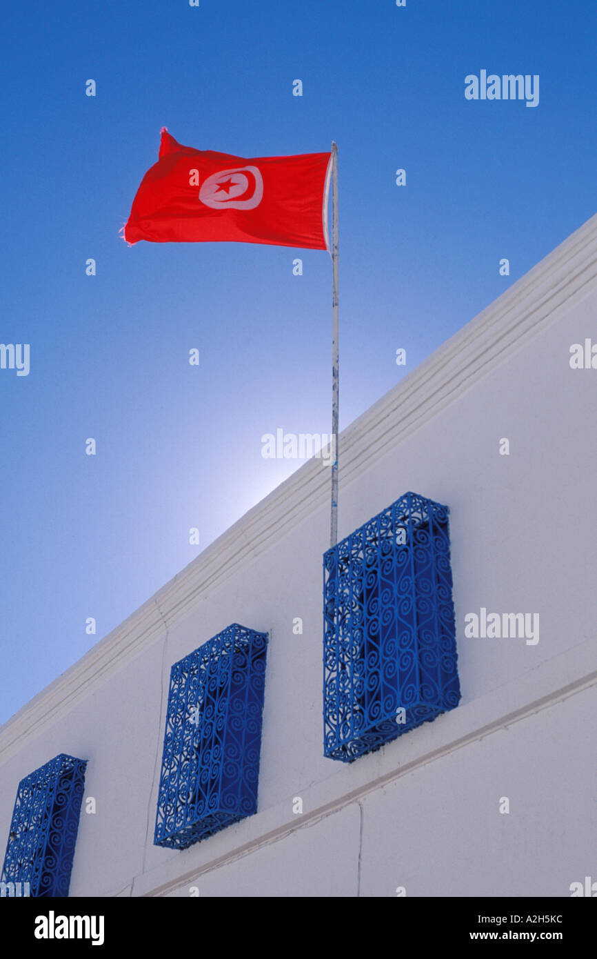 Tunisia, Tunis, Tunisian flag Stock Photo - Alamy