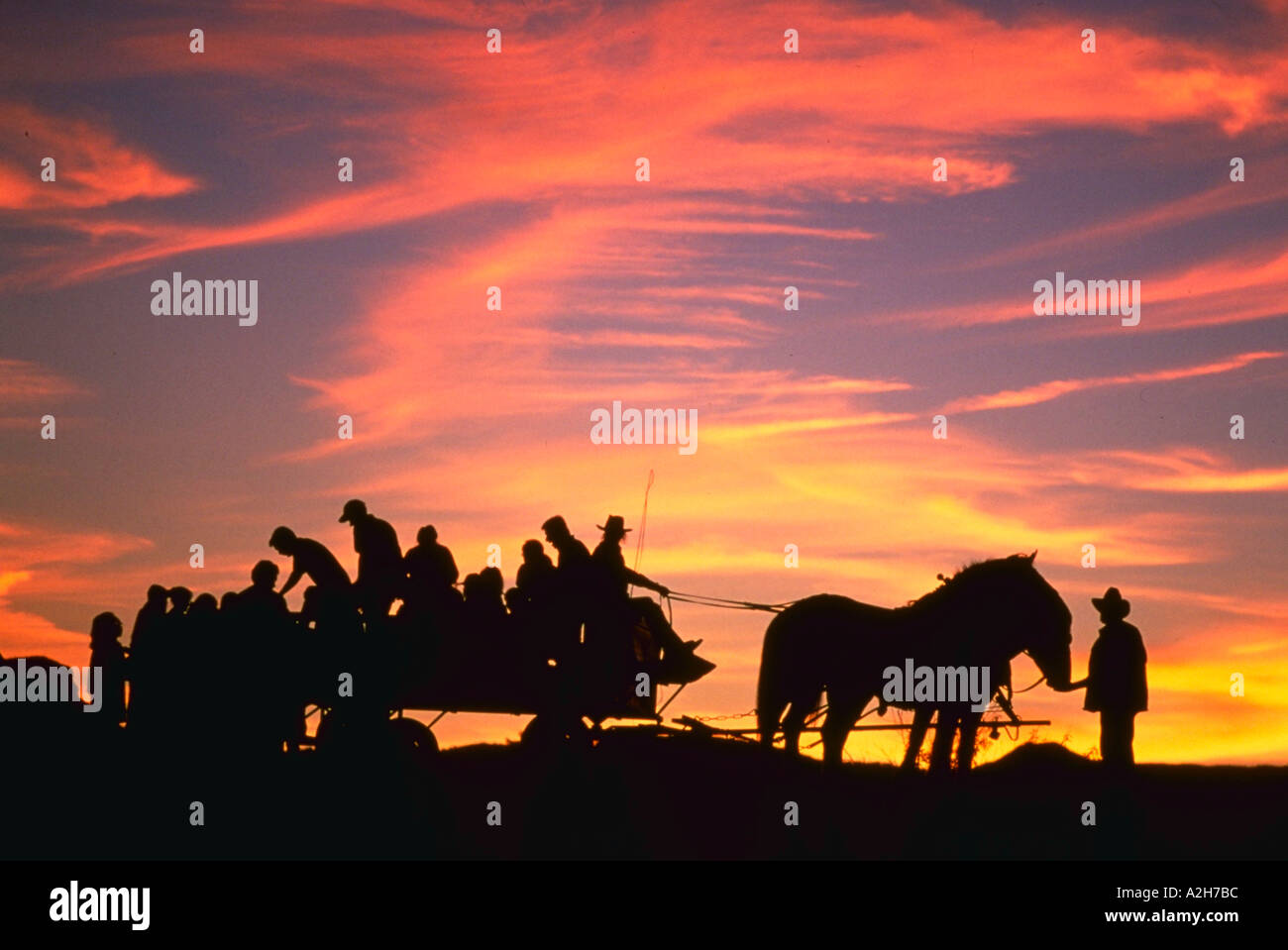 Silhouette of wagon ride Stock Photo - Alamy