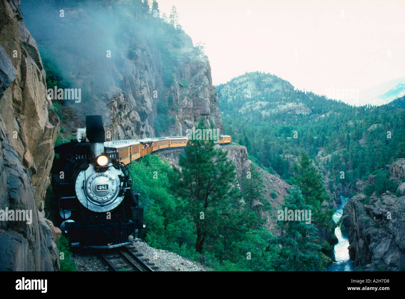 Durango and Silverton Narrow Gauge Railroad train on The High Line ...