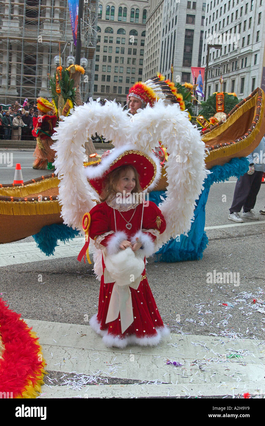 Beautiful little girl in red carnival dress smiling,Mummers Parade ...
