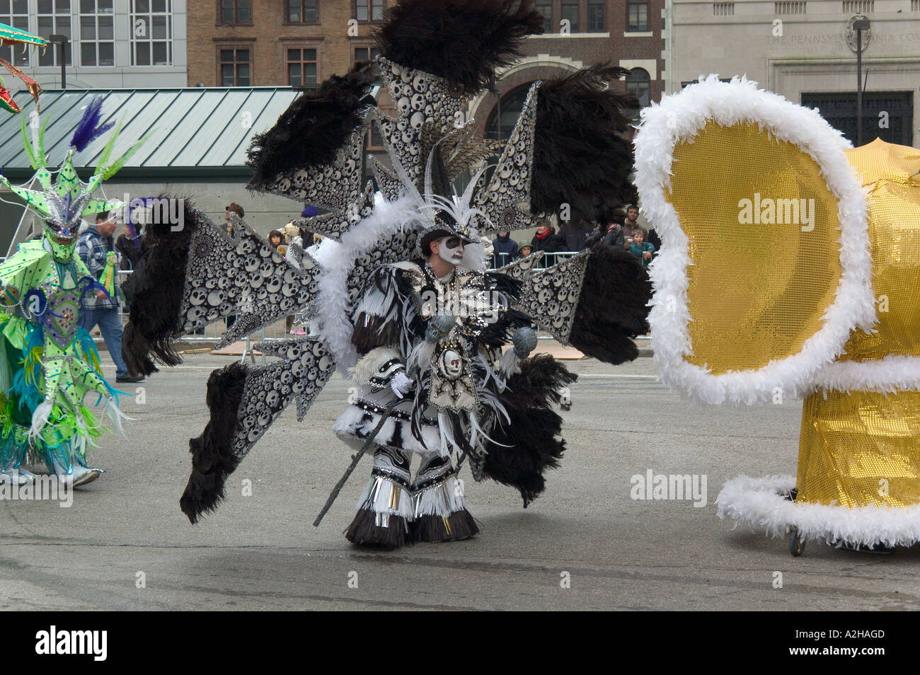 Exotic carnival costume with skulls, Mummer Parade, Philadelphia ...