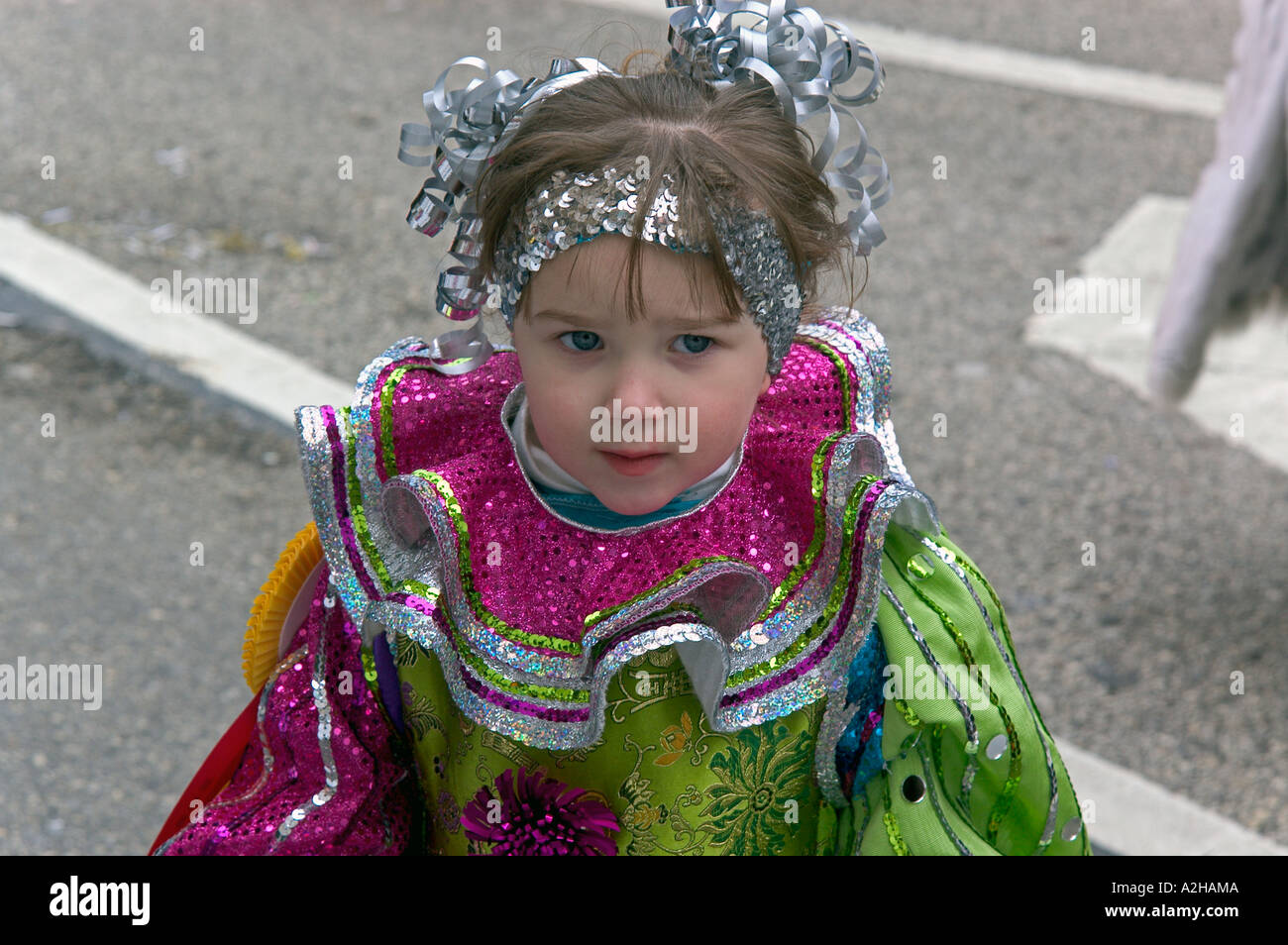 Little girl in carnival costume, Mummers Parade, Philadelphia ...
