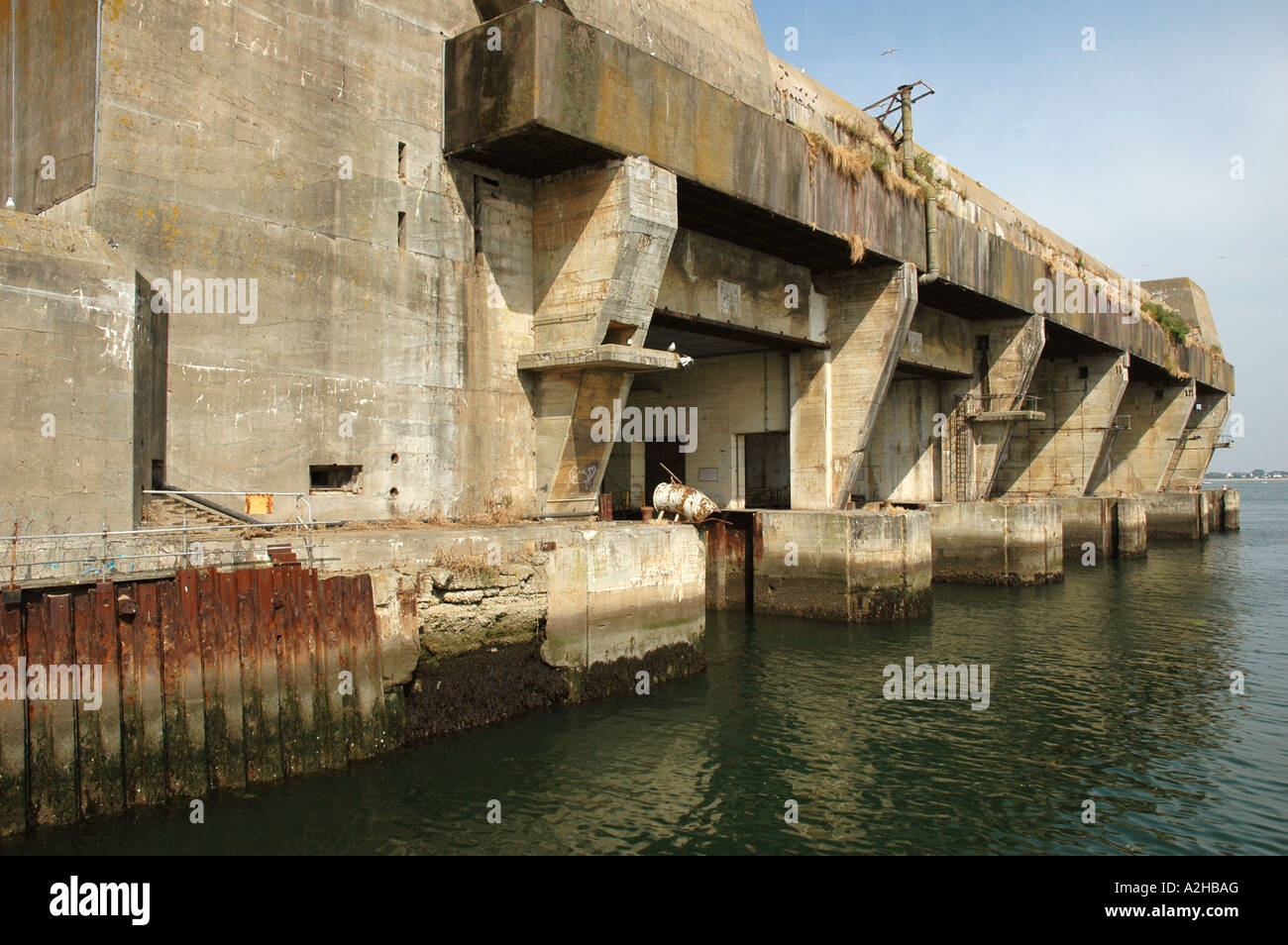 Submarine base of Kerman K3 Lorient harbour Morbihan Brittany Bretagne ...