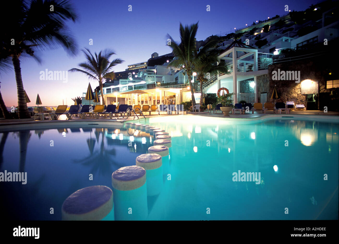 swimming pool at dusk Stock Photo - Alamy