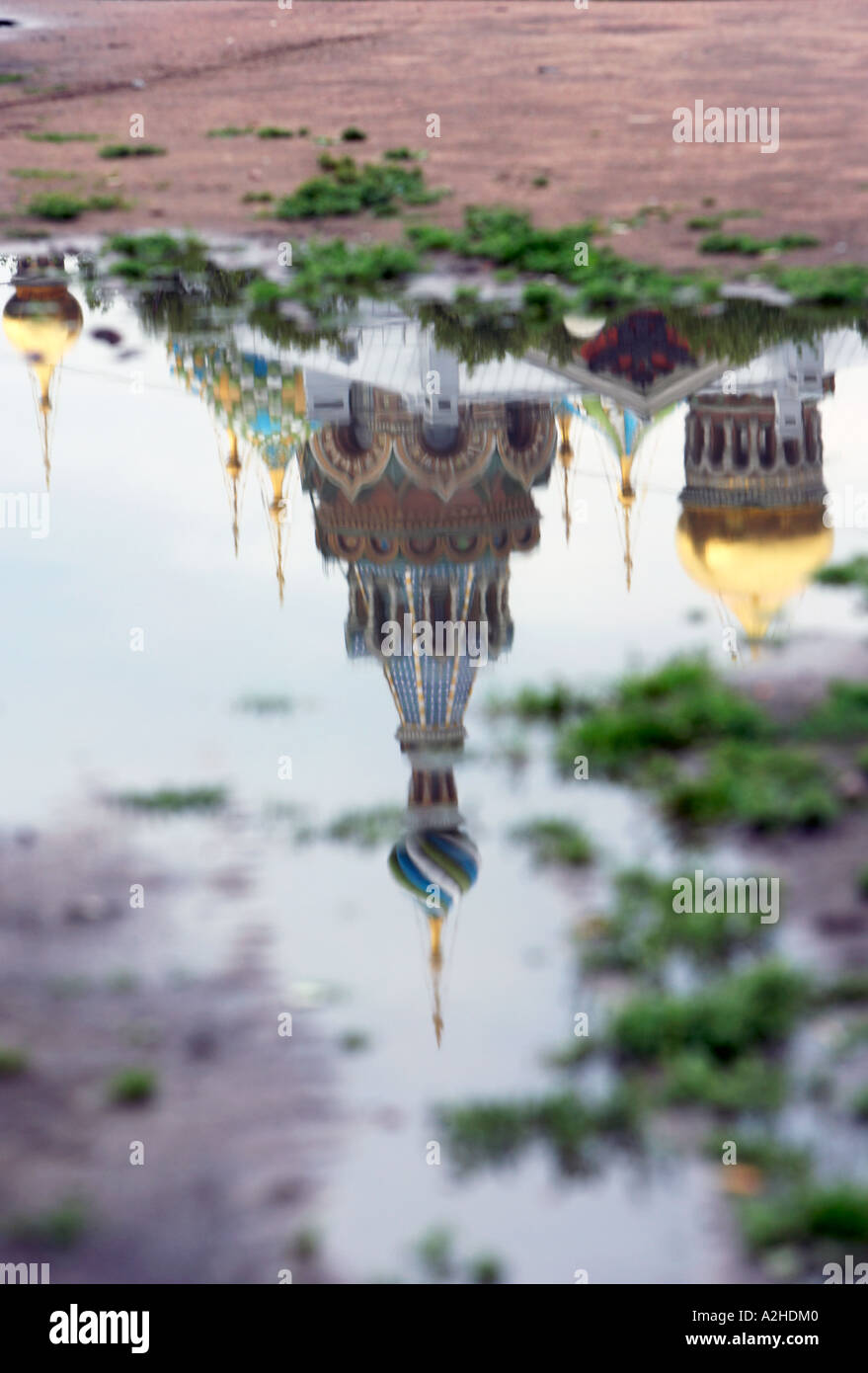 Reflection in puddle Church of our saviour of spilt blood St Petersberg ...