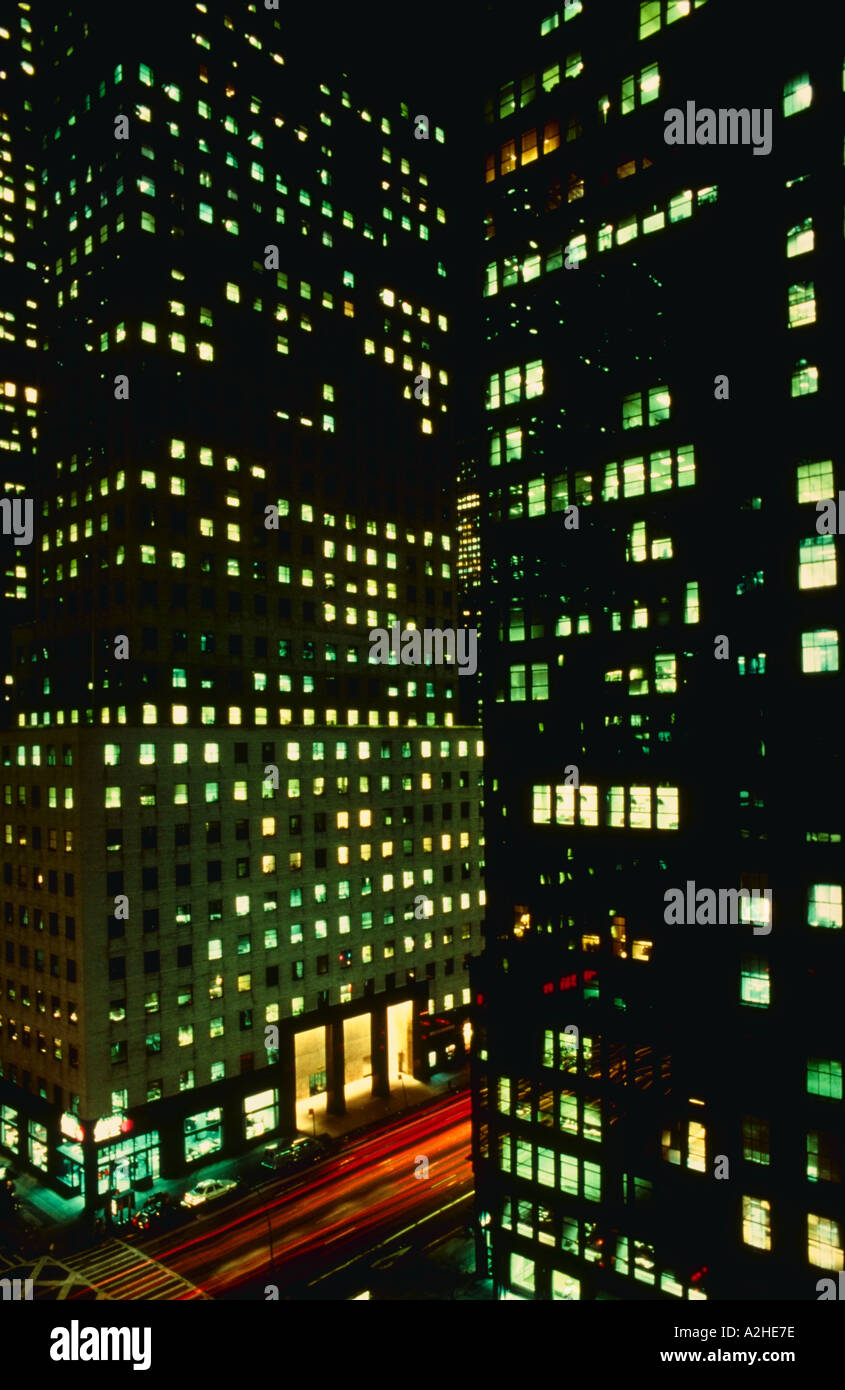 Office building at night Stock Photo - Alamy