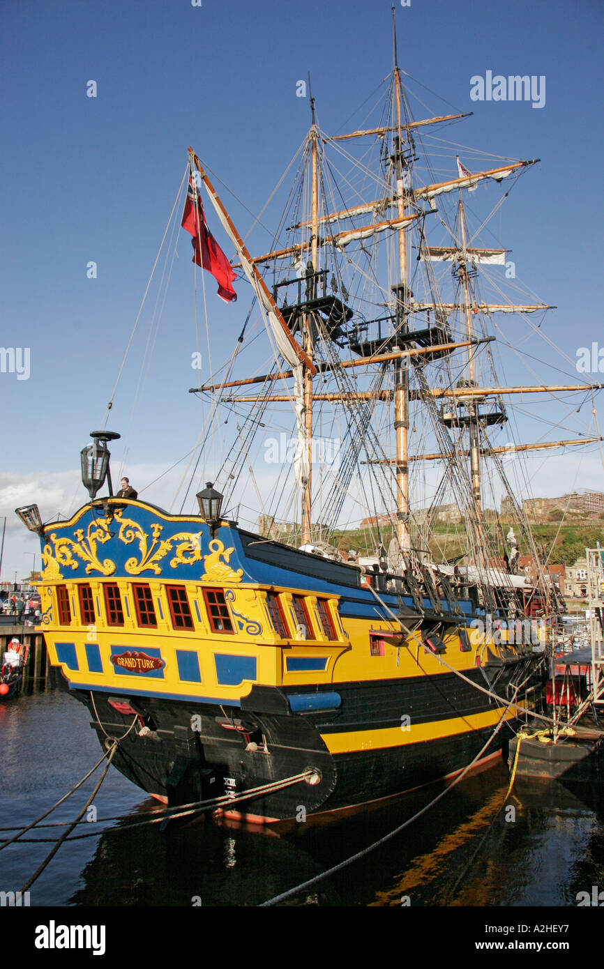 Grand Turk replica sailing ship, Whitby Harbour, North Yorkshire ...