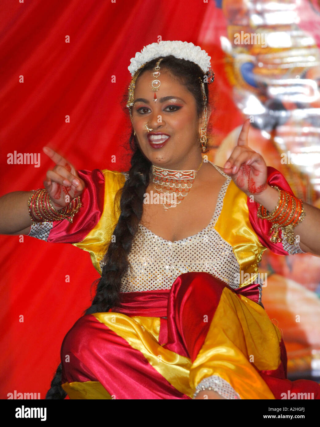 Female dancer performing Indian traditional dance, Diwali Festival of ...