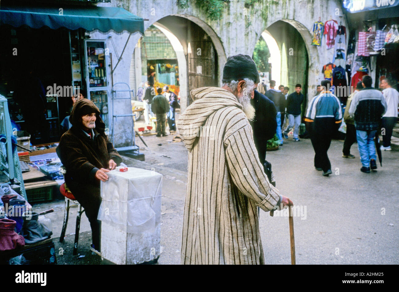 AFRICA MOROCCO TANGIER Market scene in old Tangier with people in ...