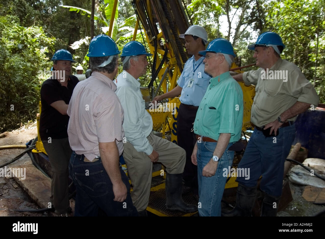 Australian mining co officials drill site worlds largest copper mine hi ...