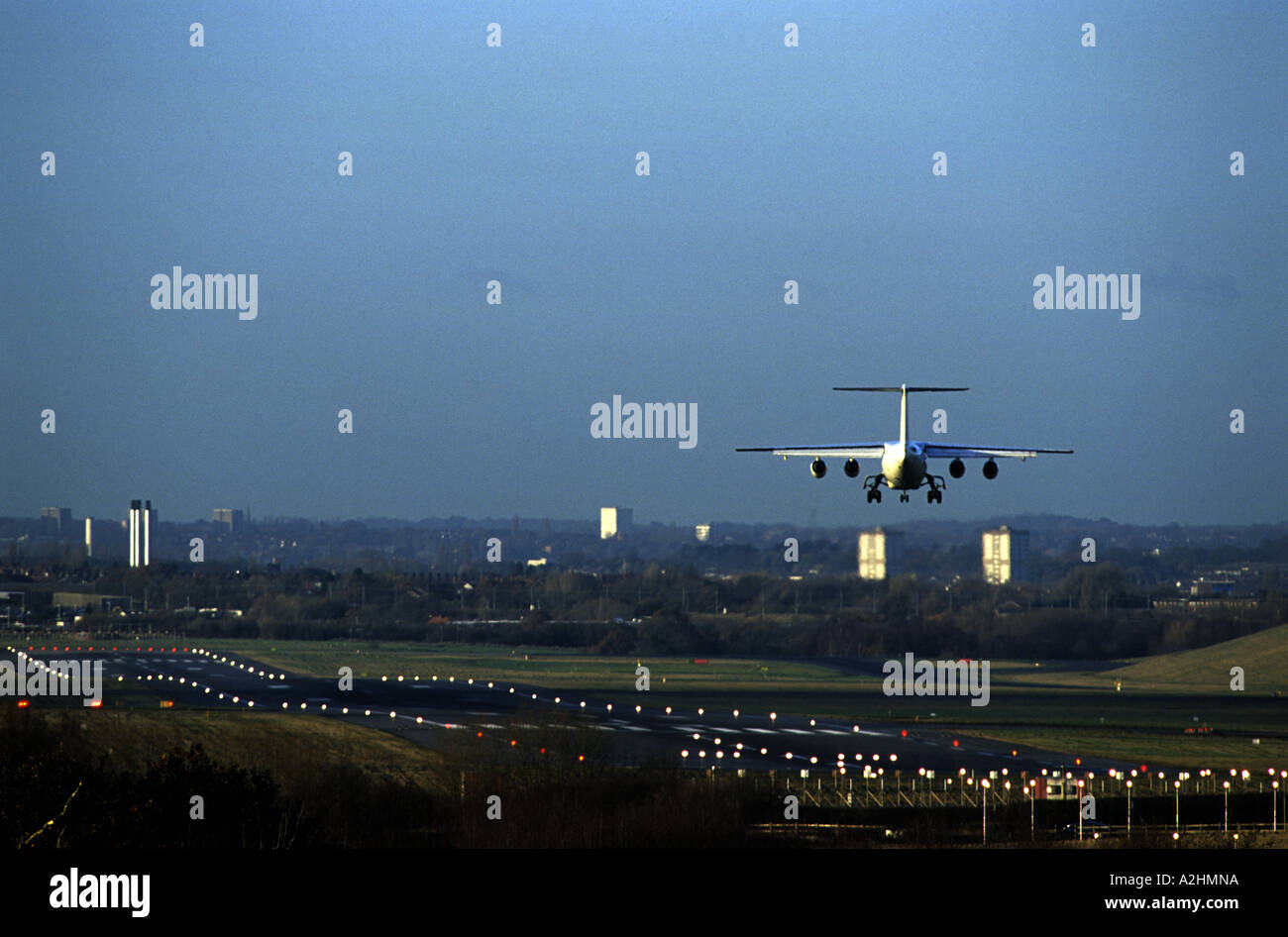 BAe 146 aircraft landing at Birmingham International Airport, West ...