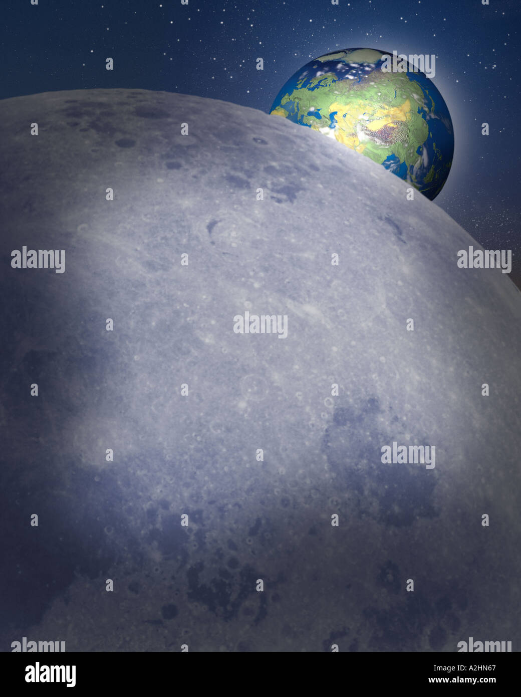 Moon rising over earth hi-res stock photography and images - Alamy