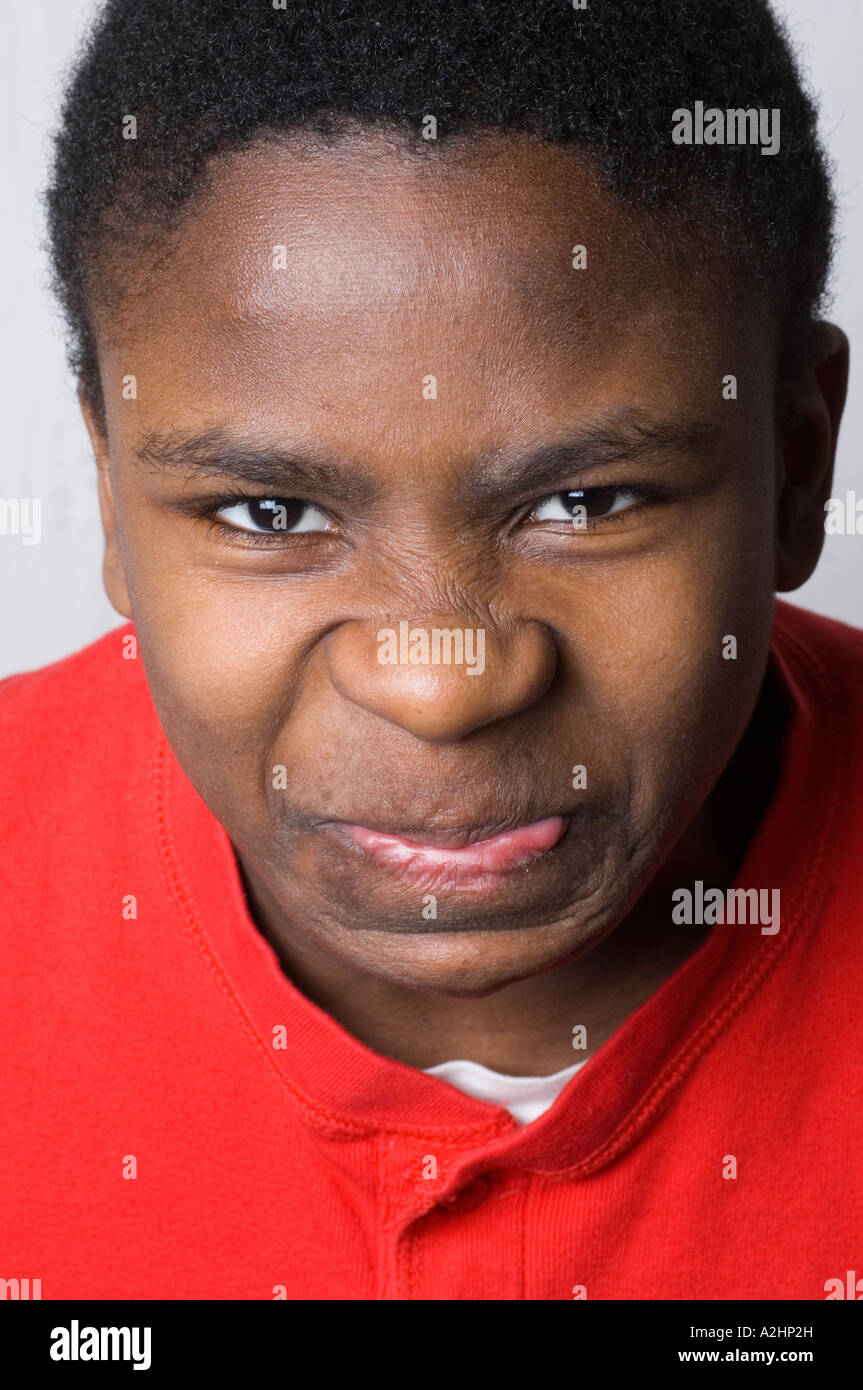 Close-Up Of a Disgusted young African American boy Stock Photo - Alamy