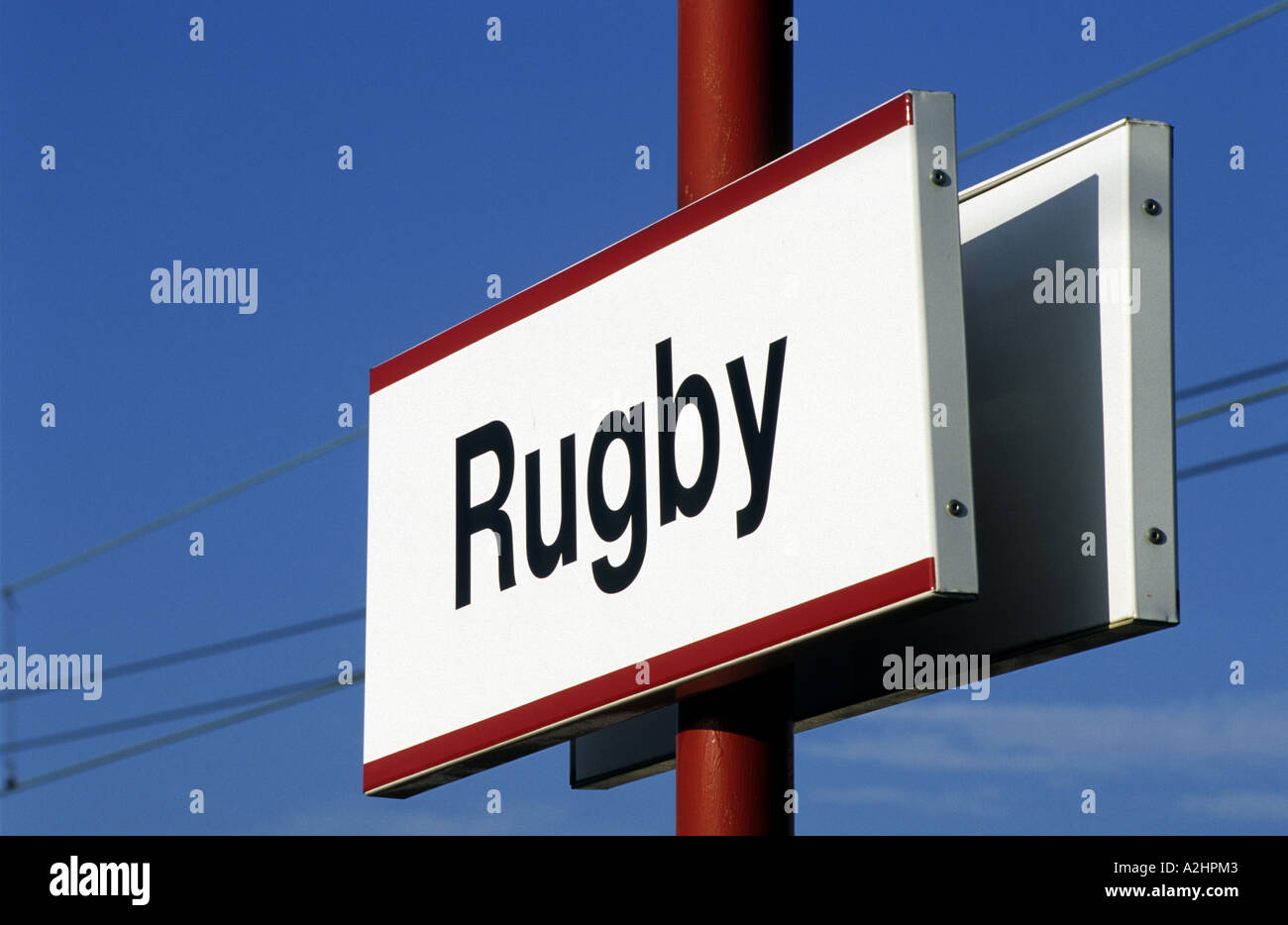 Rugby railway station sign, Warwickshire, England, UK Stock Photo - Alamy