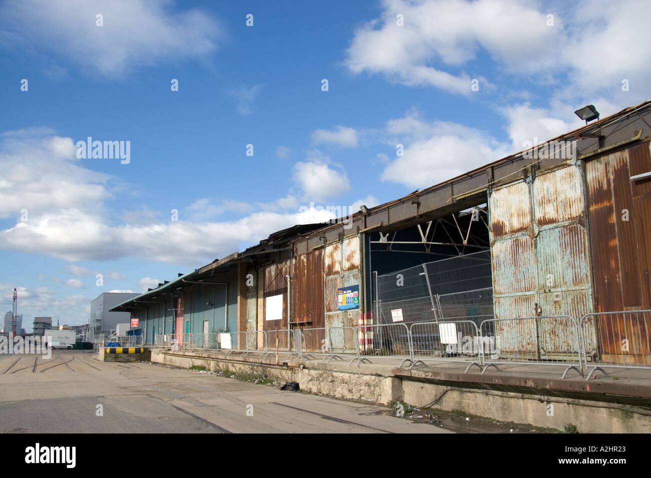 Dilapidated warehouses in old dockyard Stock Photo - Alamy