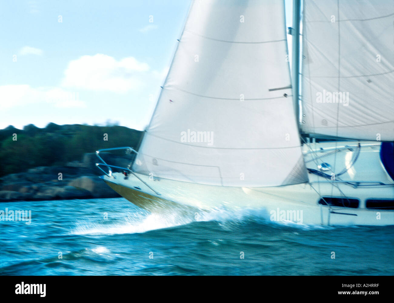 Bow of speed sailing Nordic Folk Boat with gunwale under water Stock ...