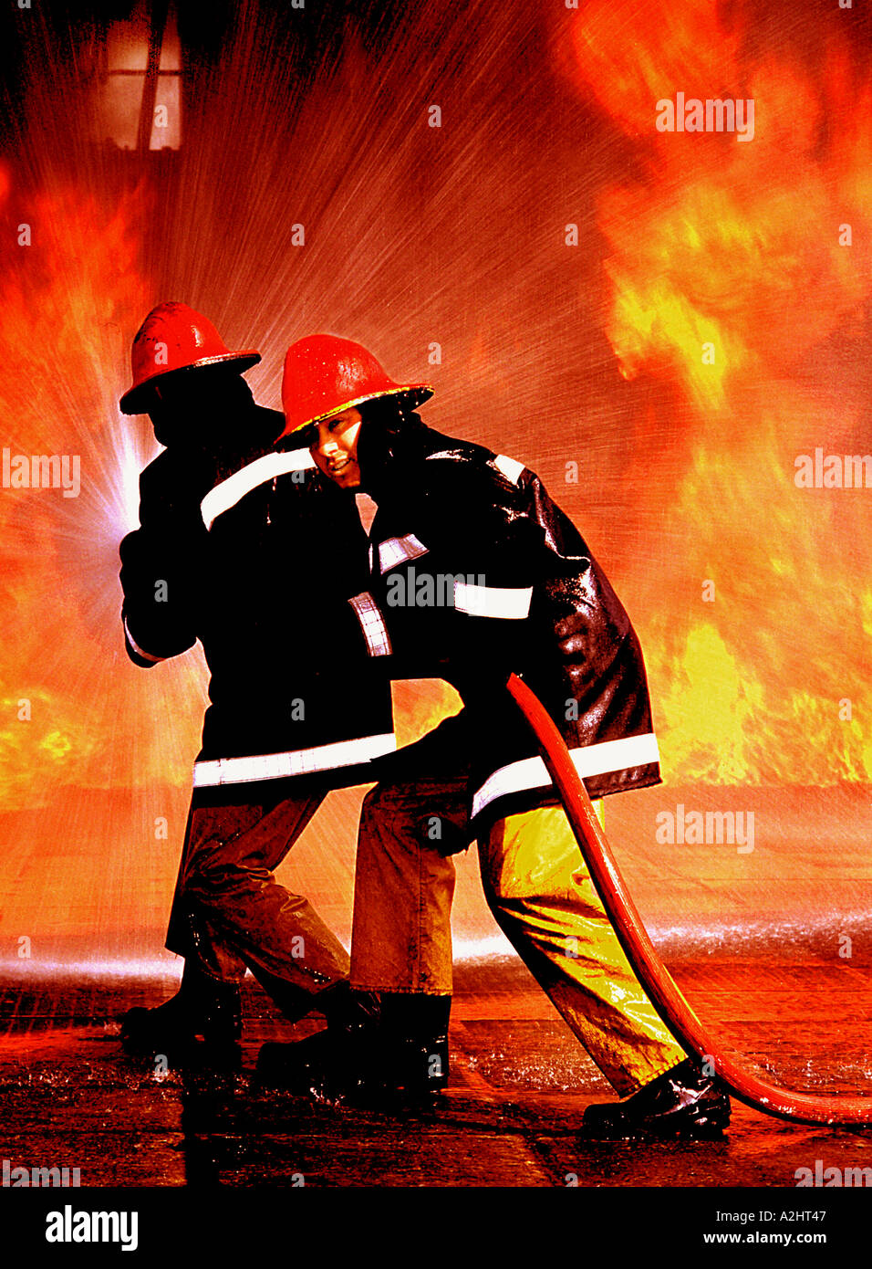Firefighter night building hi-res stock photography and images - Alamy