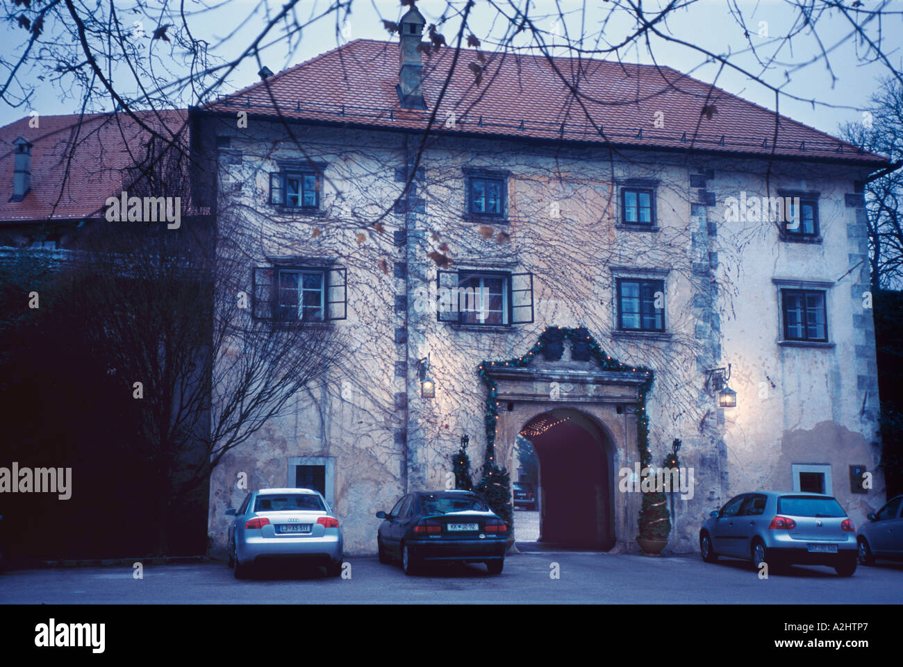 The Otocec Castle main gate Stock Photo - Alamy