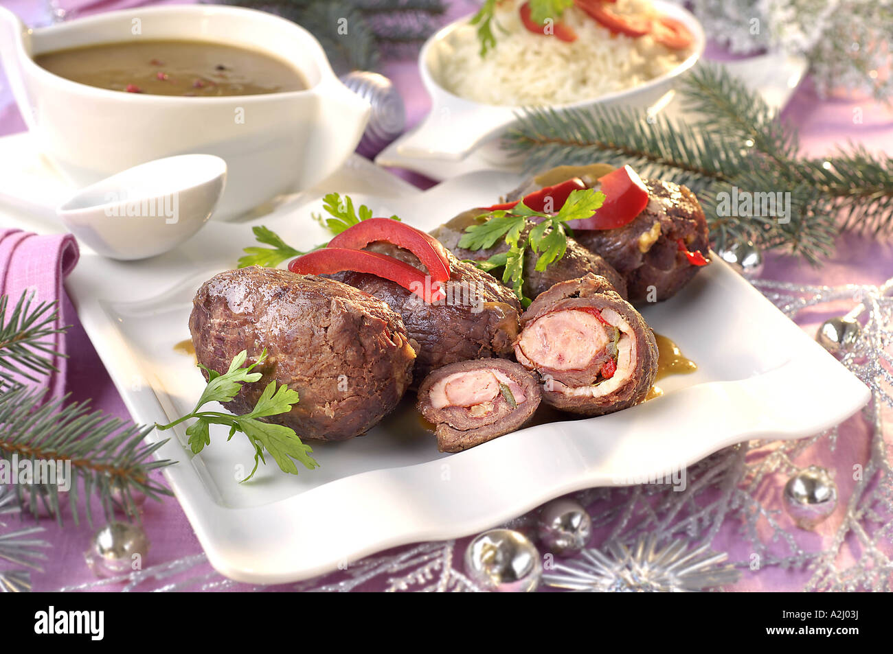 Stuffed Beef Rolls Stock Photo - Alamy