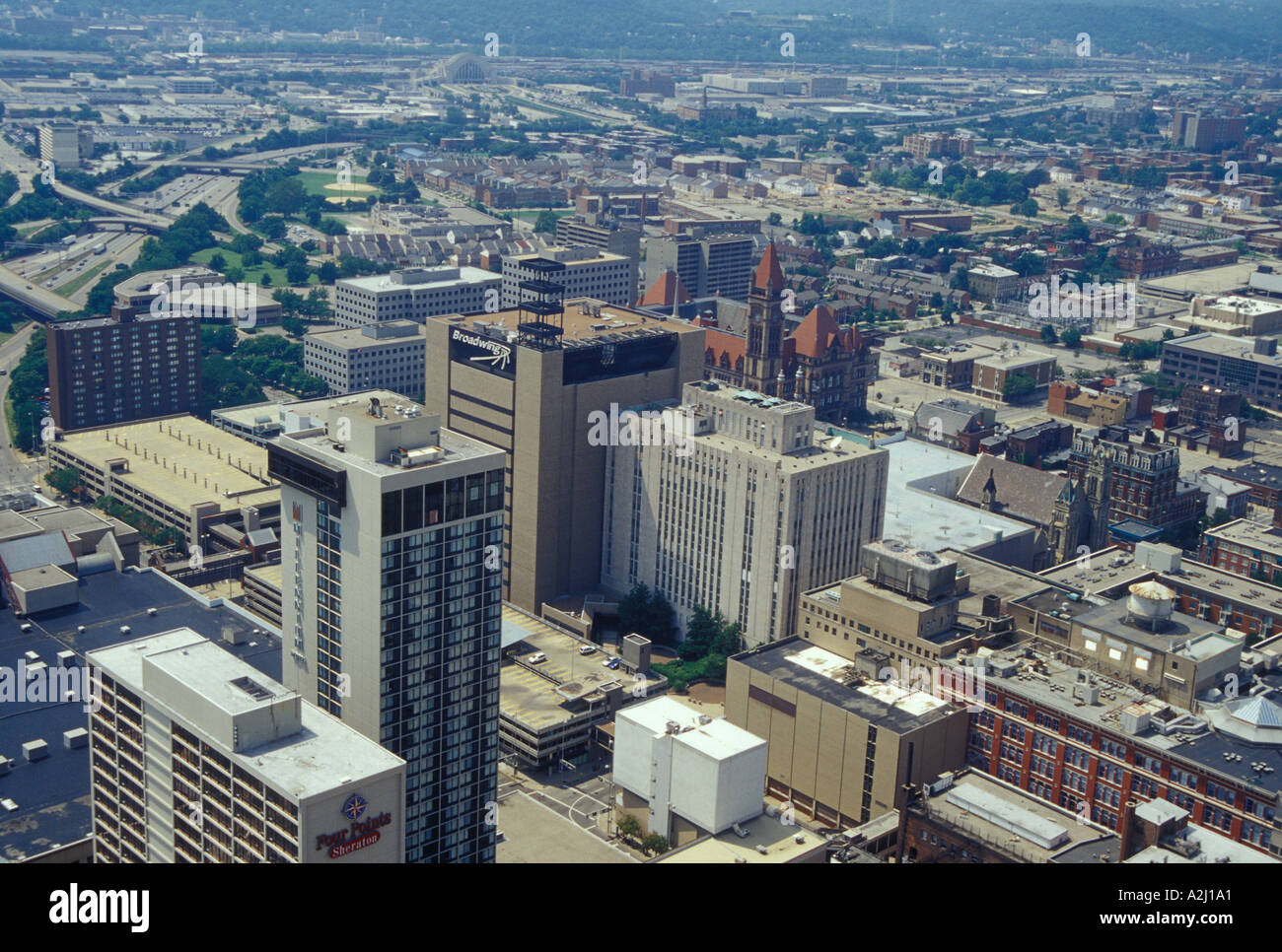 Aerial view downtown cincinnati skyline hi-res stock photography and ...