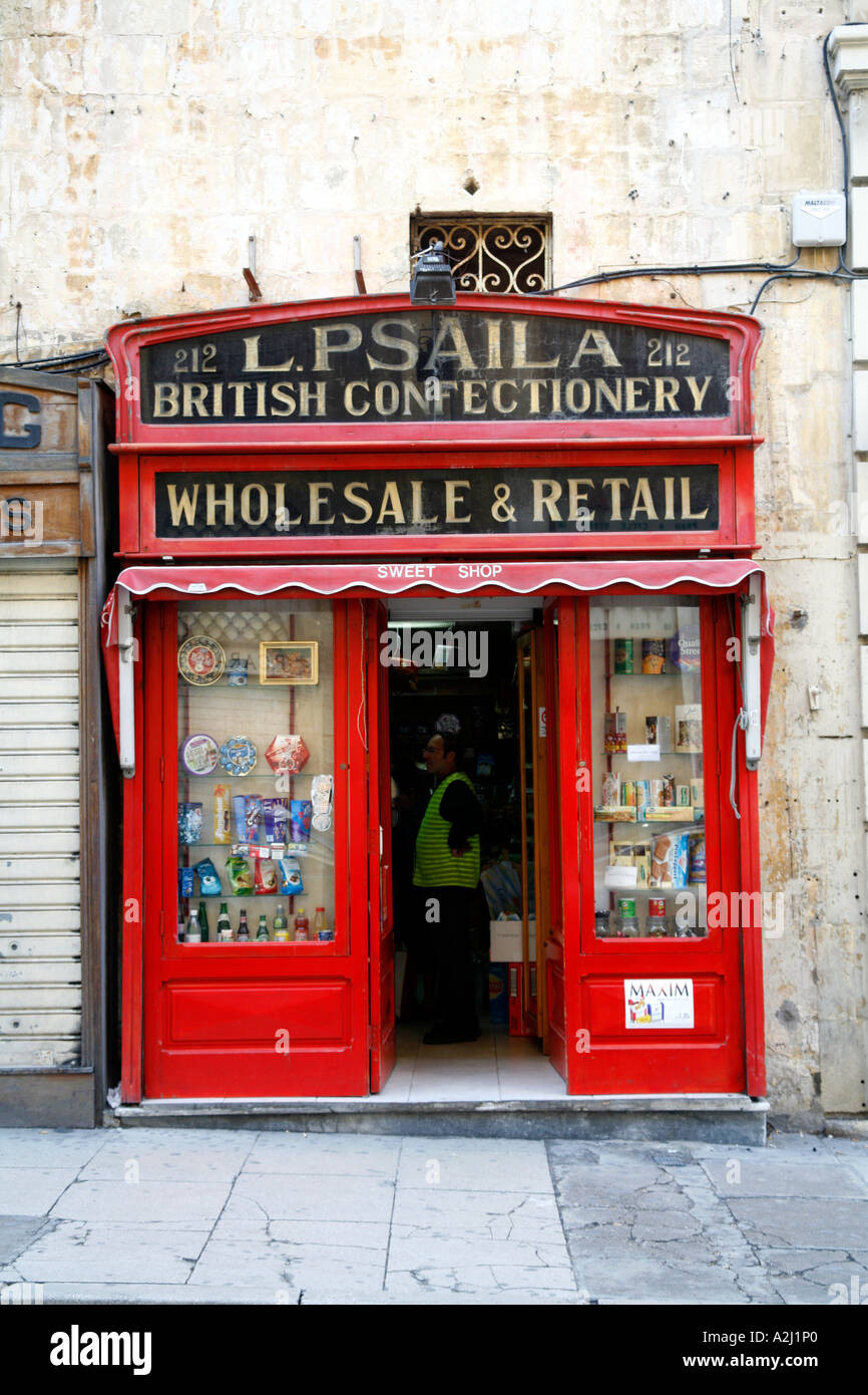 Confectioners shopfront Merchant Street Valletta Malta Stock Photo - Alamy