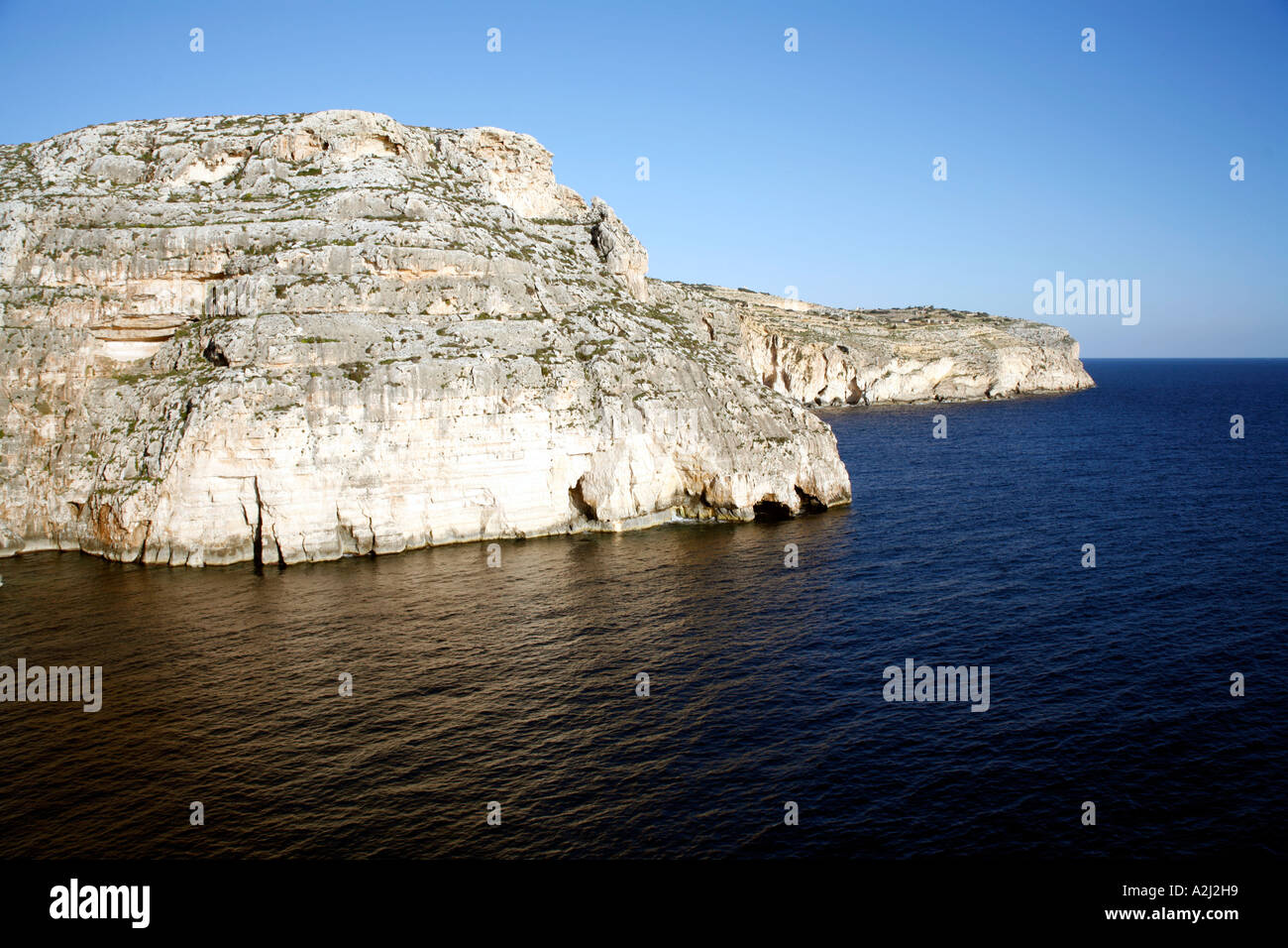 Limestone Cliffs and Sea Cave near The Blue Grotto Malta Stock Photo ...