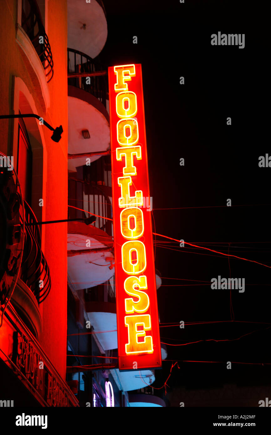 Illuminated Club Sign Footloose Stock Photo - Alamy