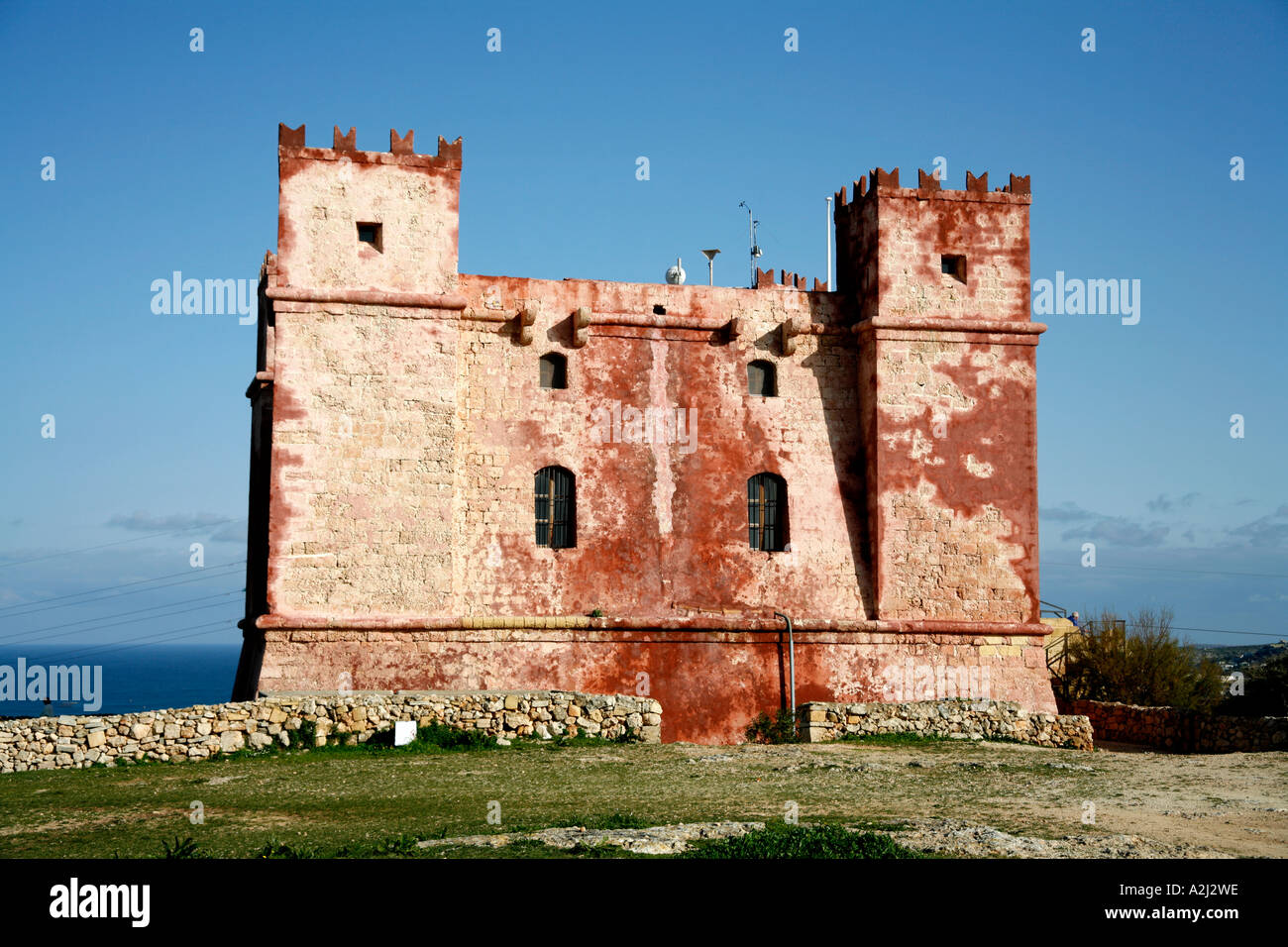 The Red Tower, Marfa Ridge Malta Stock Photo - Alamy