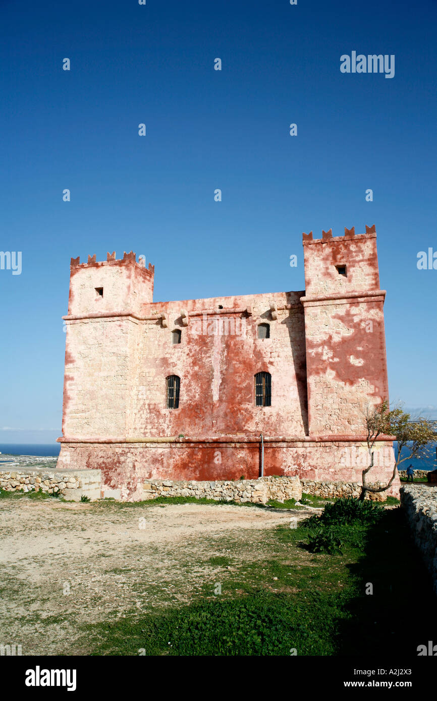 The Red Tower, Marfa Ridge Malta Stock Photo - Alamy