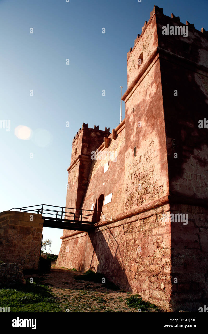 The Red Tower, Marfa Ridge, Malta Stock Photo - Alamy