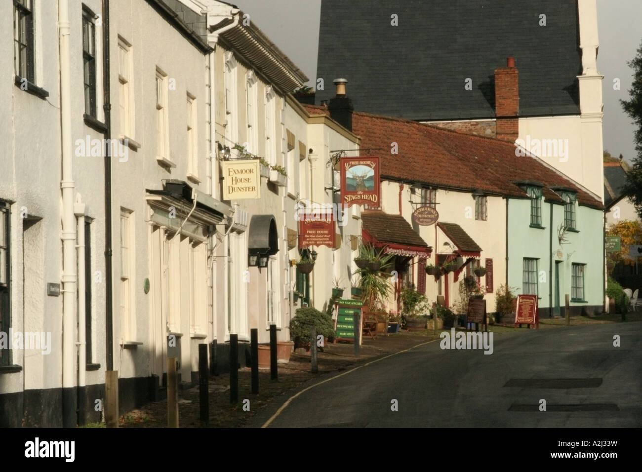Dunster High Street Devon Stock Photo - Alamy