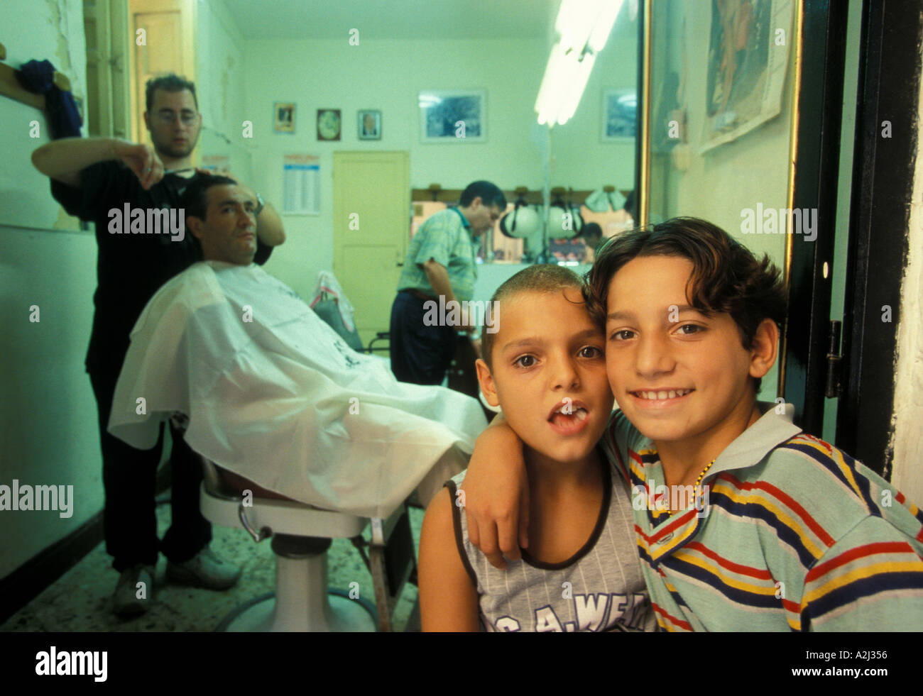 Children in barber shop Stock Photo - Alamy
