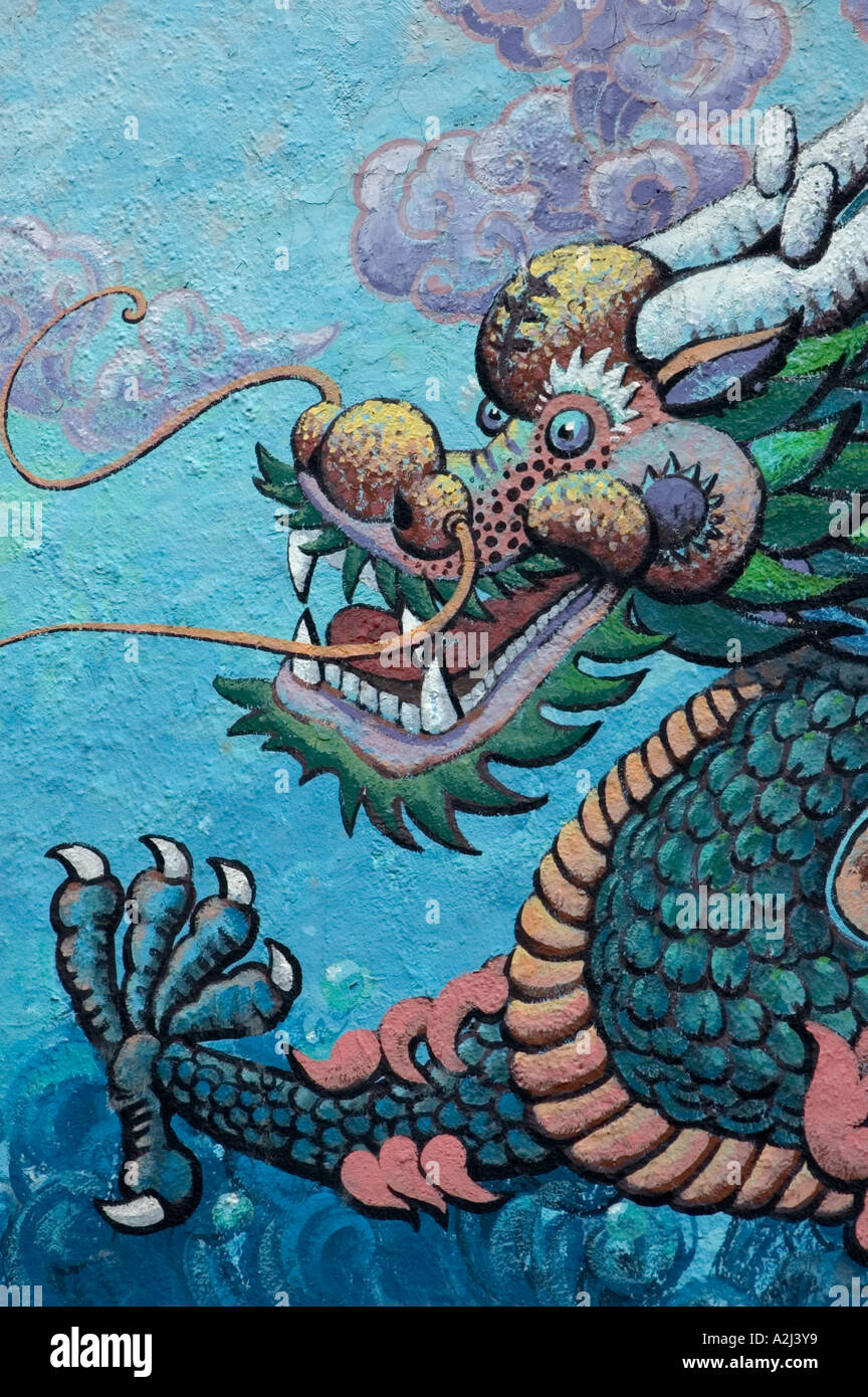 Mural of a Chinese Dragon in the Chinatown district of San Francisco ...
