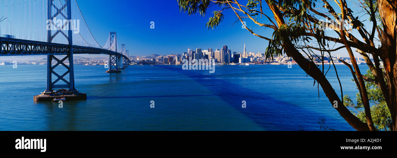 Bay Bridge San Francisco from Treasure Island Sunrise California Stock ...