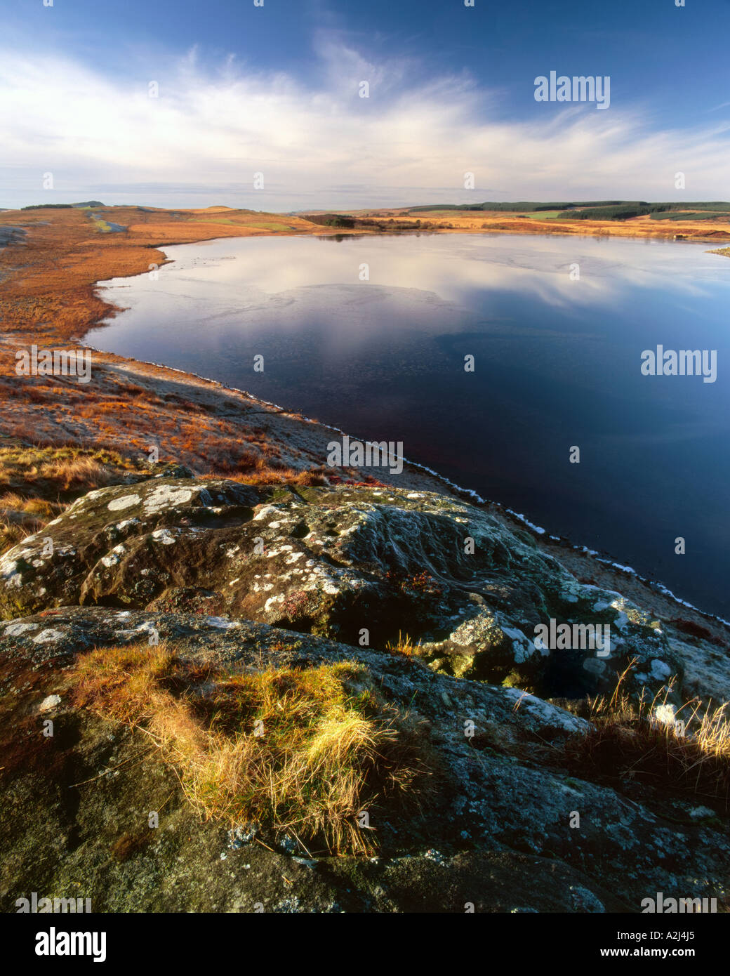 Broomlee Lough in the Northumberland National Park, England Stock Photo ...