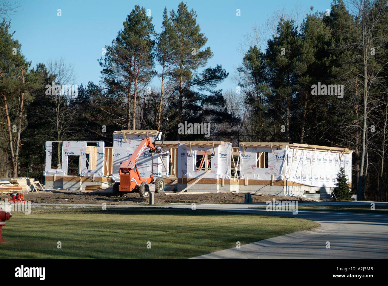 New home construction show the first story of a 2 story home Stock ...