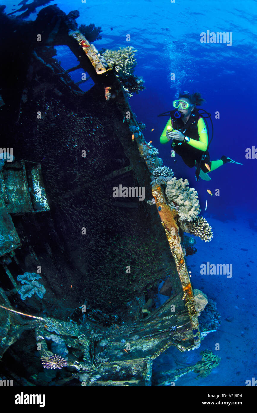 Diver explores shipwreck hi-res stock photography and images - Alamy