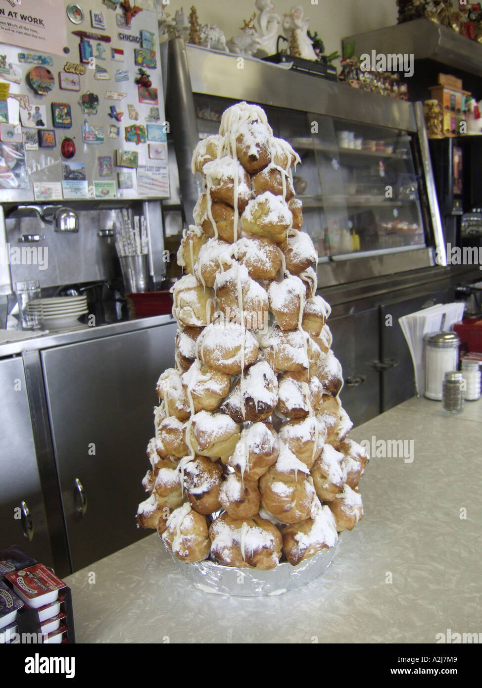 Christmas tree made from sweet cream puffs Stock Photo - Alamy