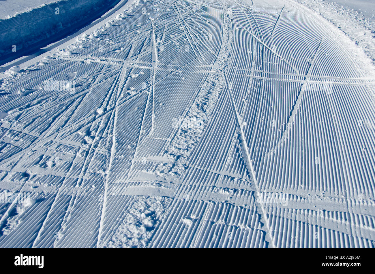 Cross country ski tracks on a prepared piste Stock Photo - Alamy