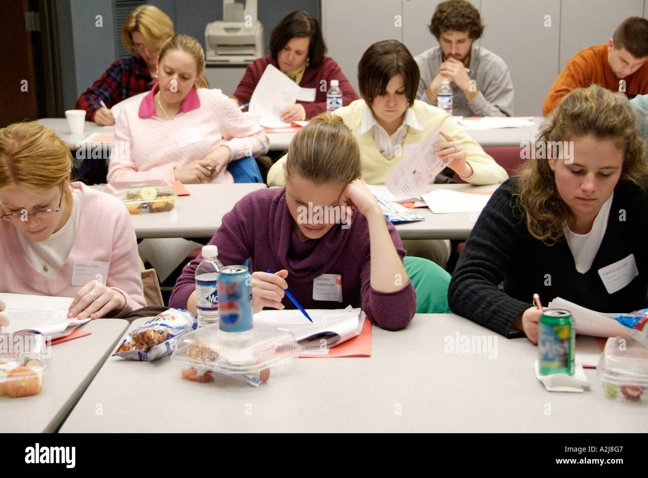 Business education seminar is conducted by a female instructor to a ...