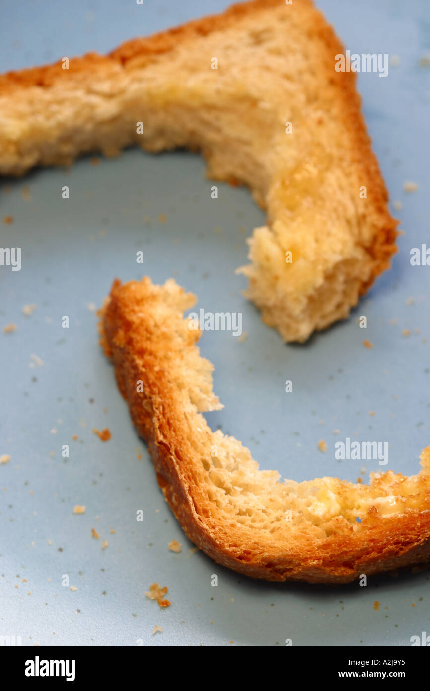 Breakfast toast crust on plate Stock Photo - Alamy