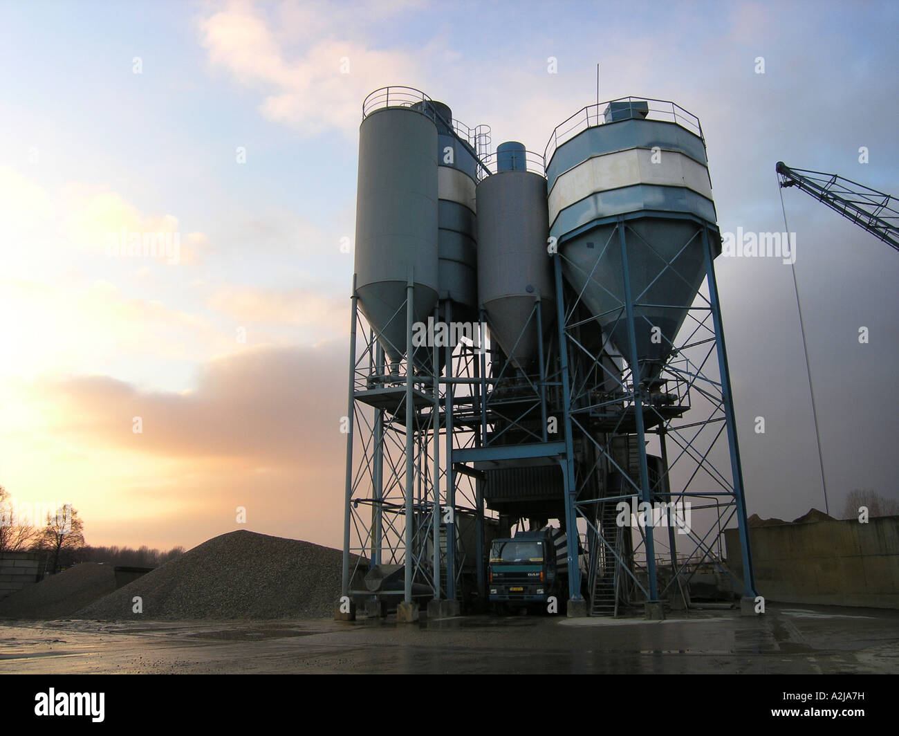 concrete cement plant with truck loading Stock Photo - Alamy