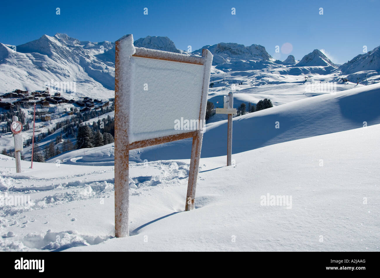 Snow covered sign board on hi-res stock photography and images - Alamy