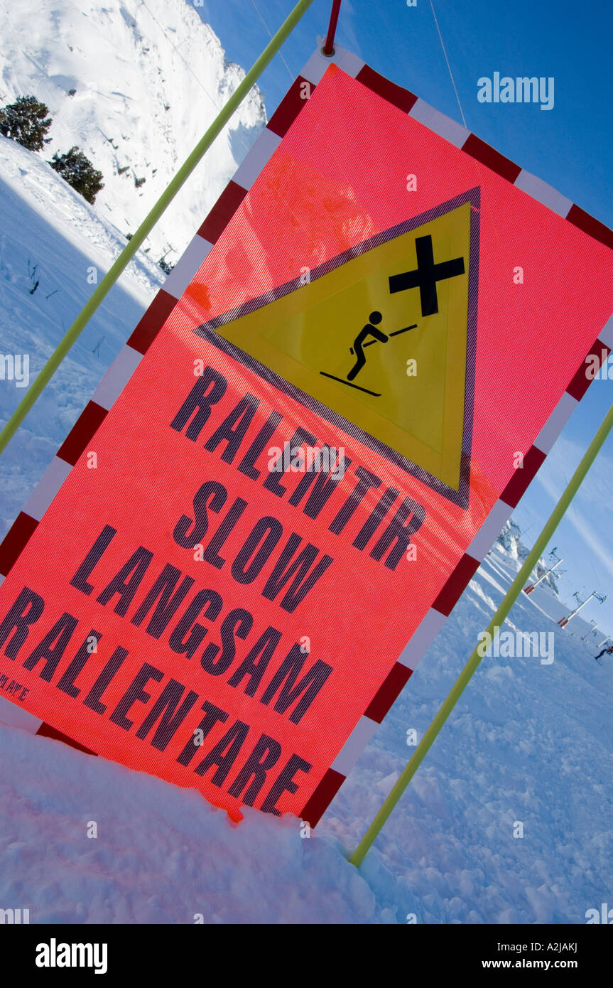 ski piste sign, French alps Stock Photo - Alamy
