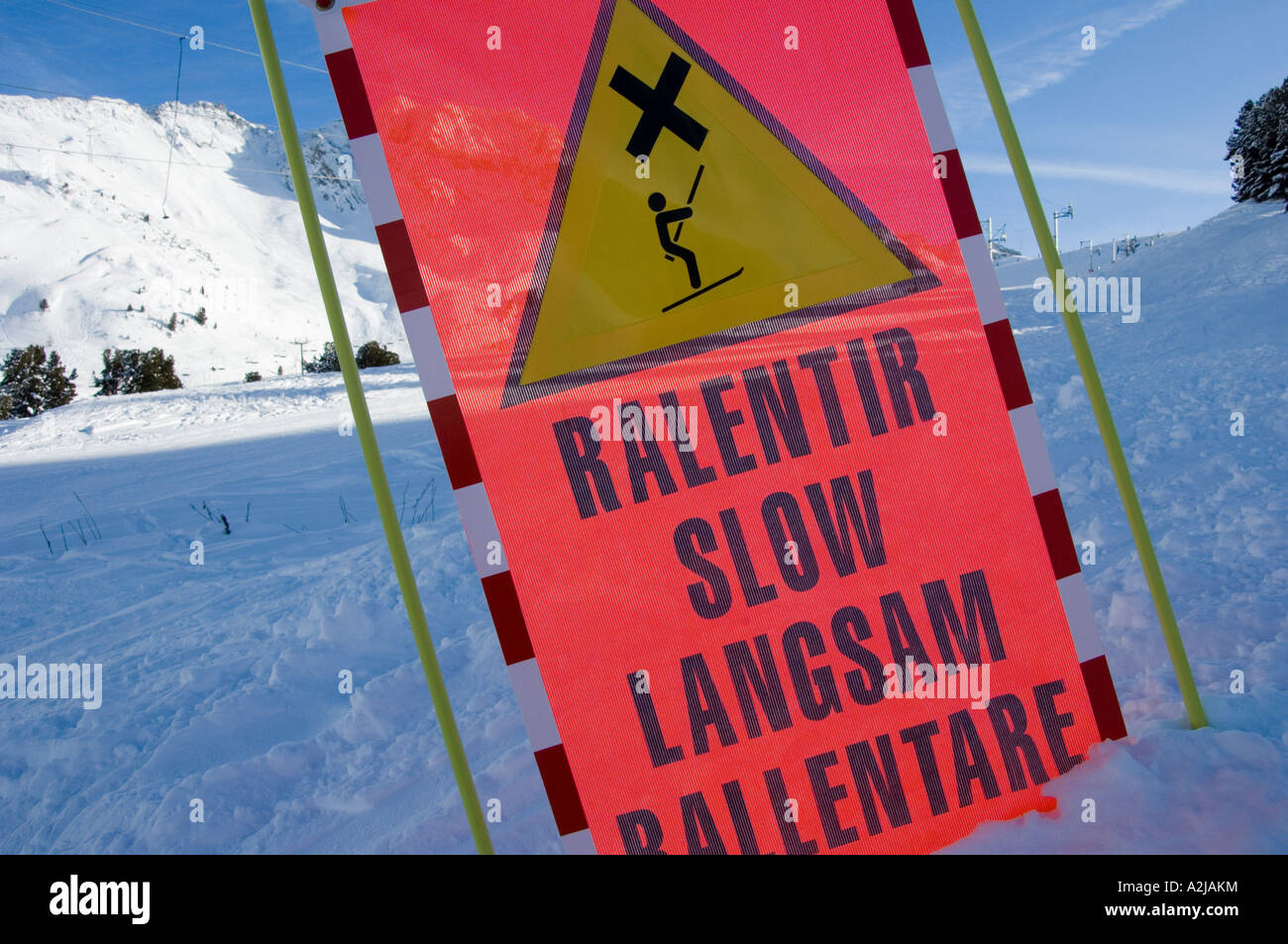 ski piste sign, French alps Stock Photo - Alamy