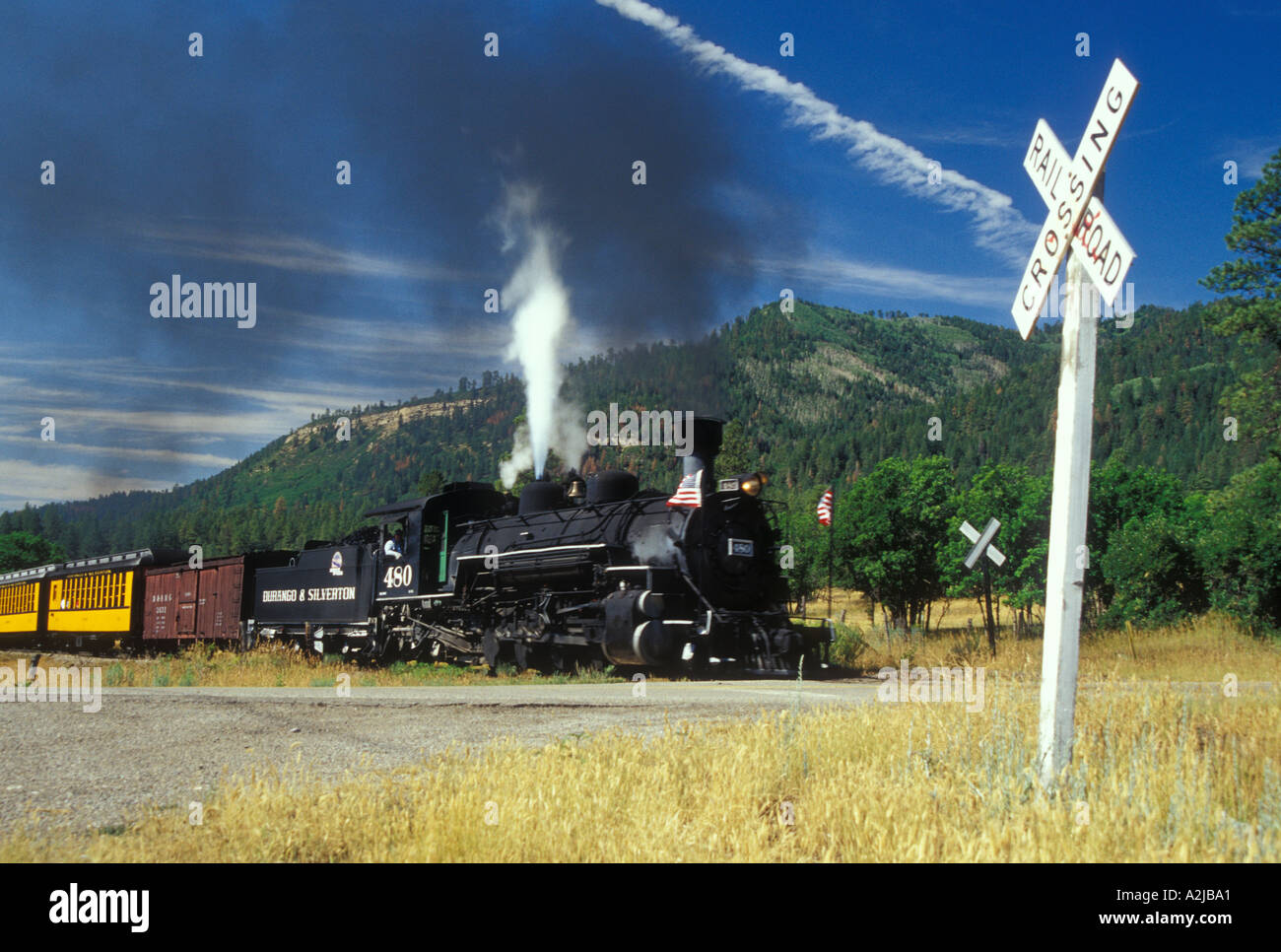 Durango and silverton narrow gauge railroad crossing hi-res stock ...
