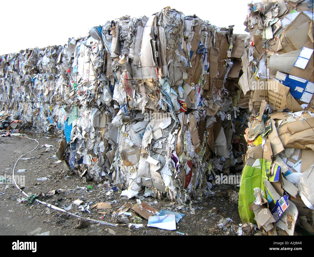 bales of recycled paper at paper mill waiting to be pulped Stock Photo ...